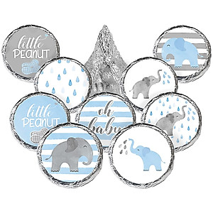 Blue Elephant Baby Shower Favor Stickers - 180 Labels
