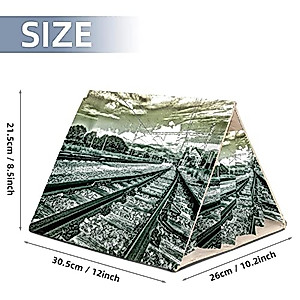 RATGDN Small Pet Hideout Train Station Hamster House Guinea Pig Playhouse for Dwarf Rabbits Hedgehogs Chinchillas