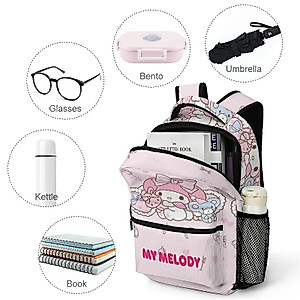 Ladycute M-y Mel-ody backpack book bag withe side pokect large suitable for men women ​hiking camping picnic