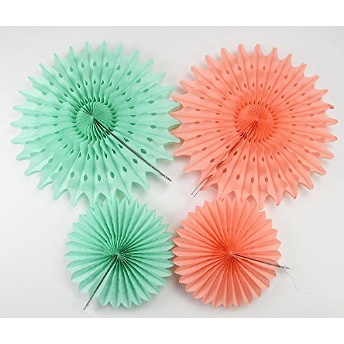 Furuix Mint Peach Baby Shower Decorations Mint Cream Peach Tissue Paper Fans Mint Peach Birthday Decorations Wedding Gender Reveal Bridal Shower Bachelorette Decorations Mint Green Peach Party Decor