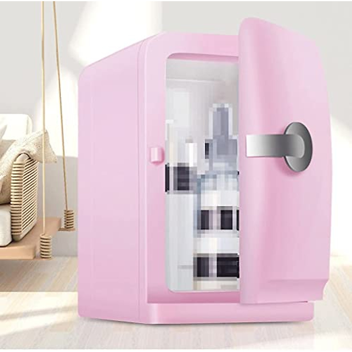 REKIRO Skincare Fridge, Mini Fridge for Bedroom, Makeup Refrigerator, Tiny Cosmetic Beauty Fridge, Desk Fridge for Office, Small Breastmilk Fridge, Portable Design with Handle, 5 Liter