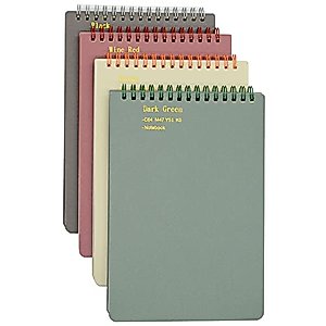 Yansanido Top Bound Spiral Notebook, 4 Pcs 4 Color A5 Size Thick Plastic Hardcover 7mm College Ruled Paper 80 Sheets (160 Pages) Journal for School and Office Supplies (4 Pcs A5)