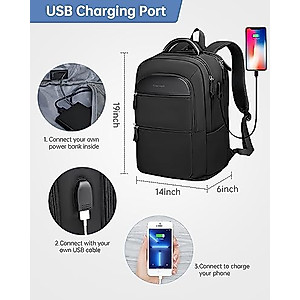 17 Inch Laptop Backpack for Men, TSA Approved Large Computer Backpack with USB Charging Port, Water Resistant Travel Business Backpack for Women, Anti Theft Carry on Daypack College Office Bag, Black