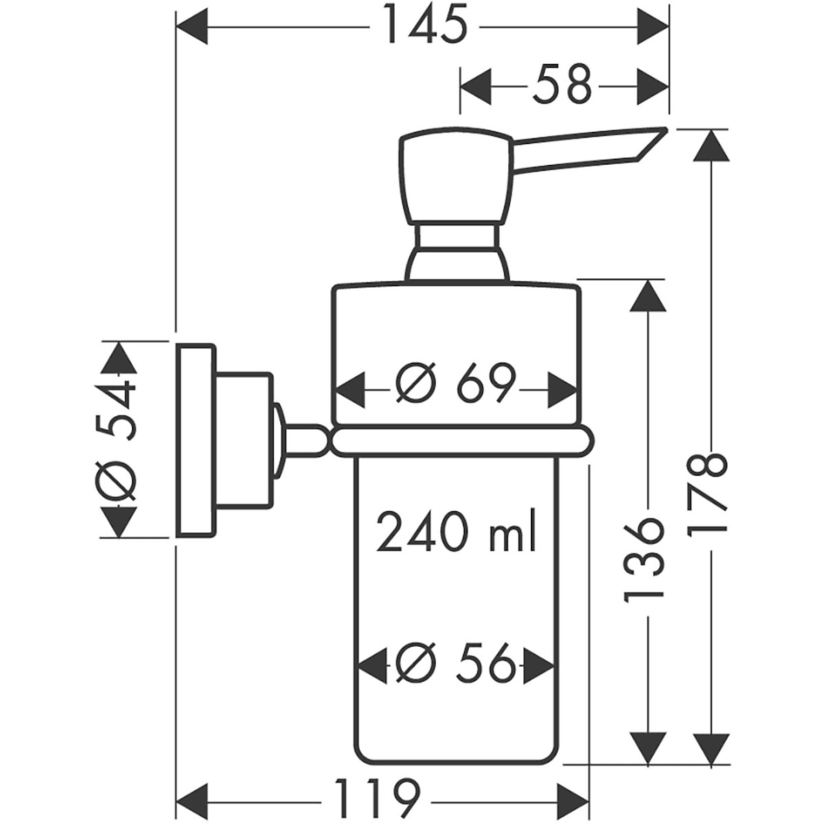 AXOR Bath and Kitchen Sink Soap Dispenser Luxury 8-inch, Modern Soap Dispenser in Chrome, 41719000