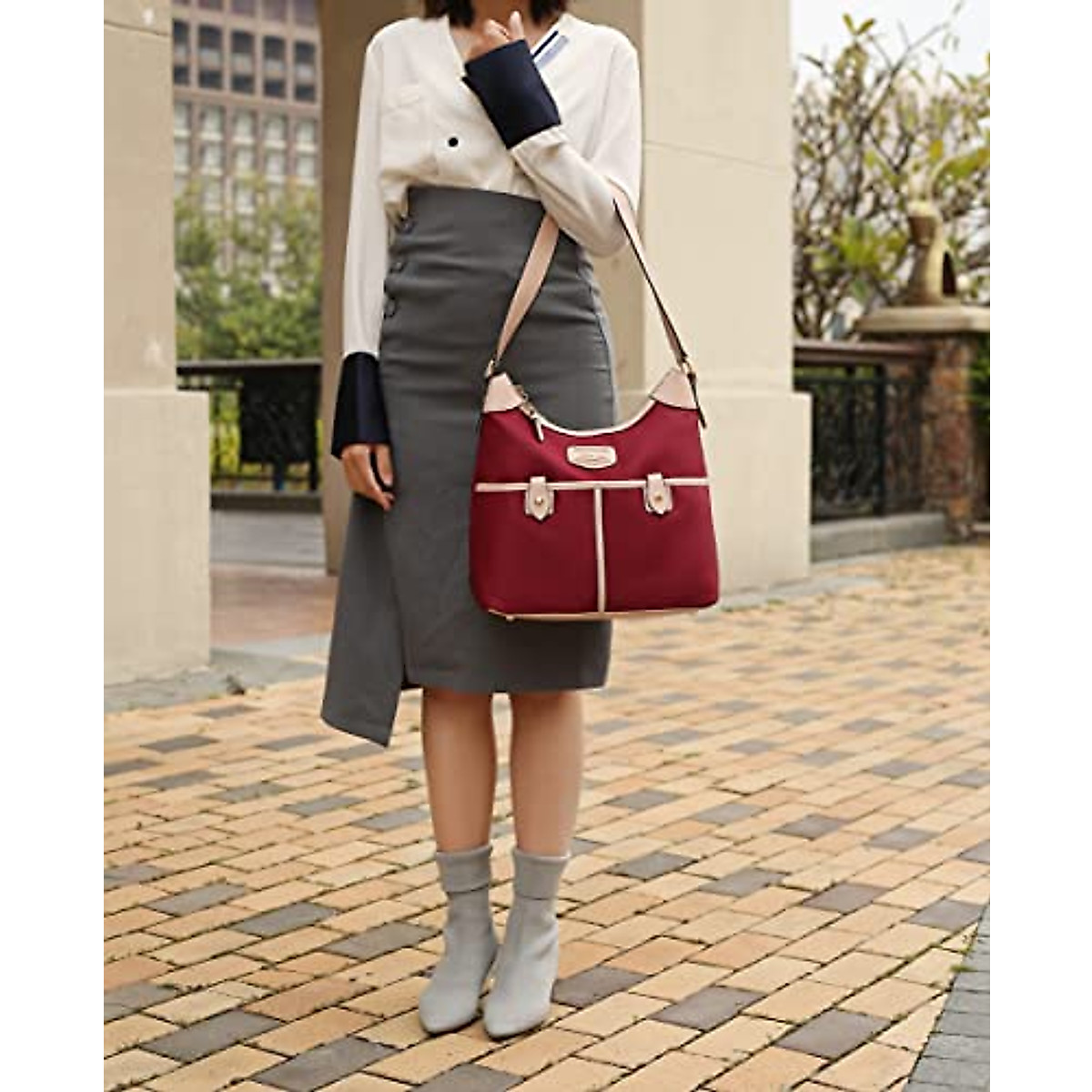 MKF Collection Shoulder Bag for Women, Nylon Handbag Purse, Top-Handle Hobo Bag And Wallet