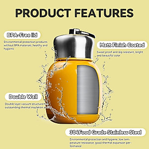 XUDREZ 200ML Stainless Steel Water Bottle Mini Vacuum Insulated Water Bottle Leak Proof Sport Travel Drink Water Bottle Hot and Cold Water Bottle Women Girls Kids Gift (Orange red)