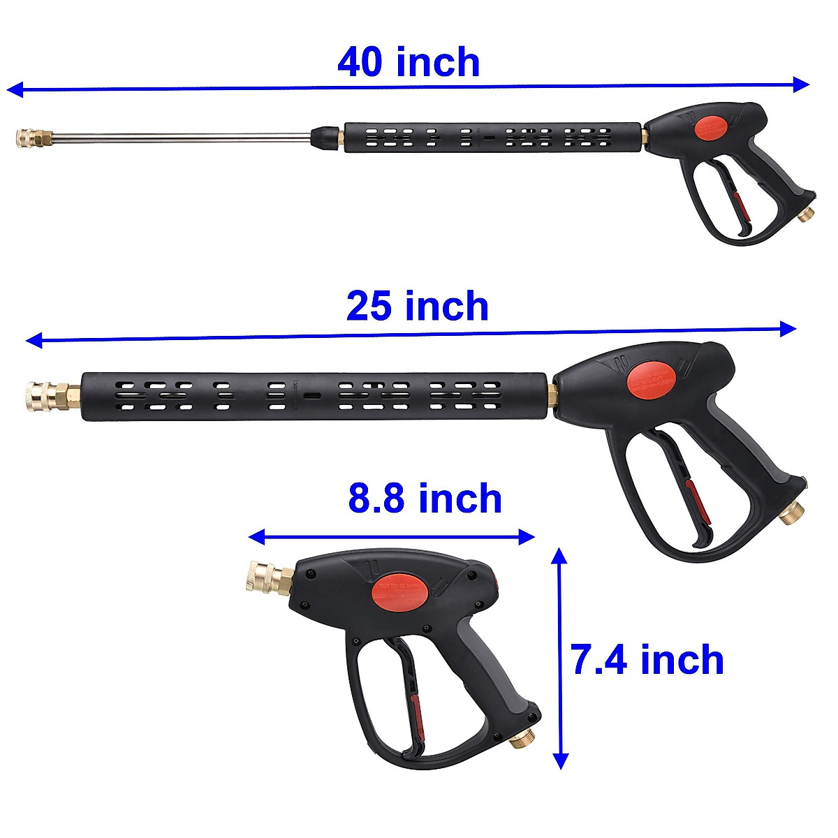 M MINGLE Replacement Pressure Washer Gun with Extension Wand Pressure Washer Hose 50 FT x 1/4" - Replacement Power Wash Hose
