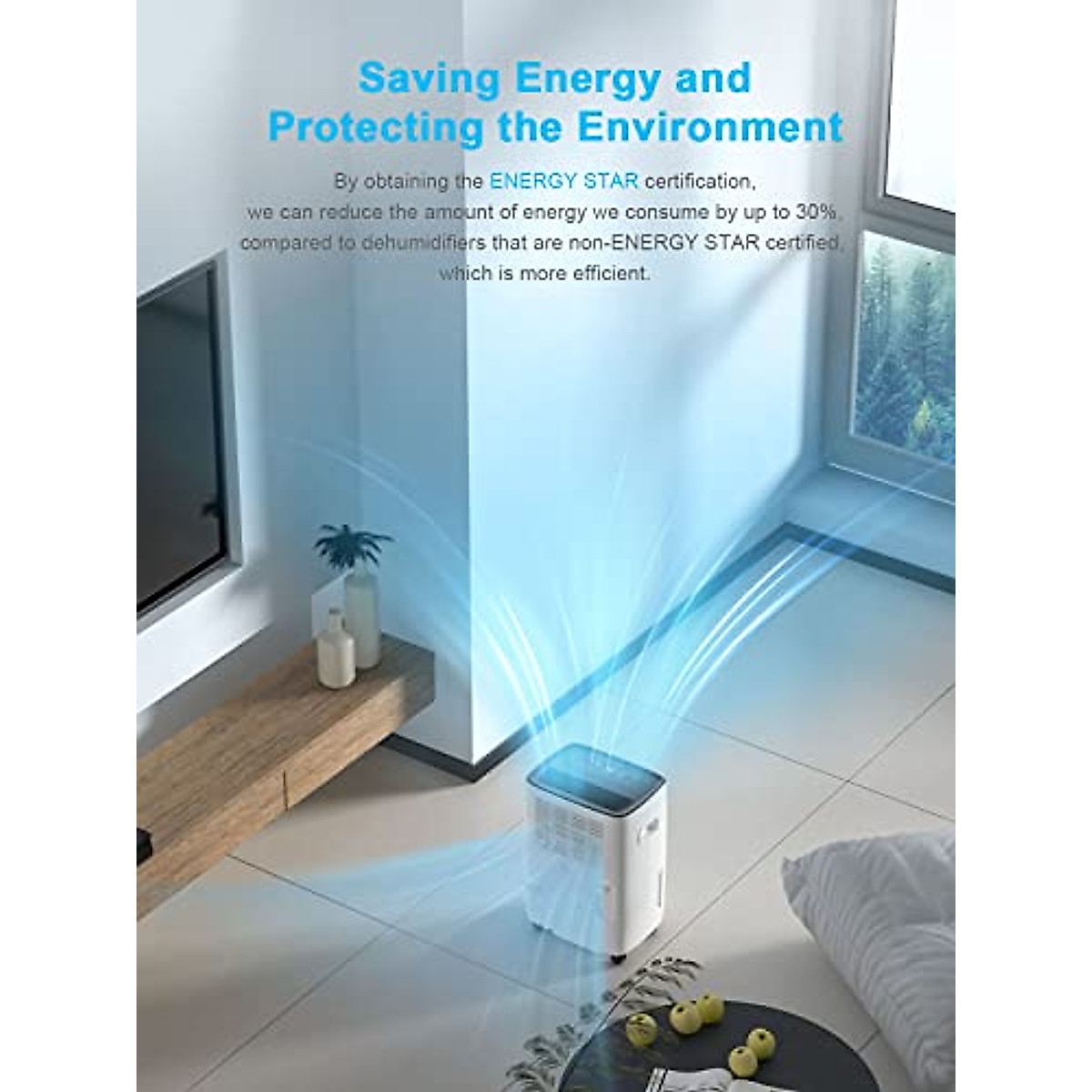 70 Pints Dehumidifiers for Home, VEAGASO 5,000 Sq.Ft Dehumidifier for Basement with Drain Hose, Large Room, Bathroom, Closet, Intelligent Humidity Control, 2023 Most Efficient, White