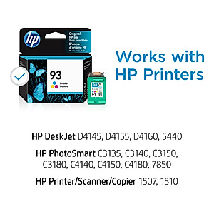 Original HP 93 Tri-color Ink Cartridge | Works with HP DeskJet D4100, 5440; HP PhotoSmart C3100, C4100, 7850; HP PSC 1500 Series | C9361WN