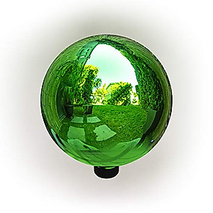 Alpine Corporation GLB292GN Gazing Globe, 10"L x 10"W x 12"H, Green