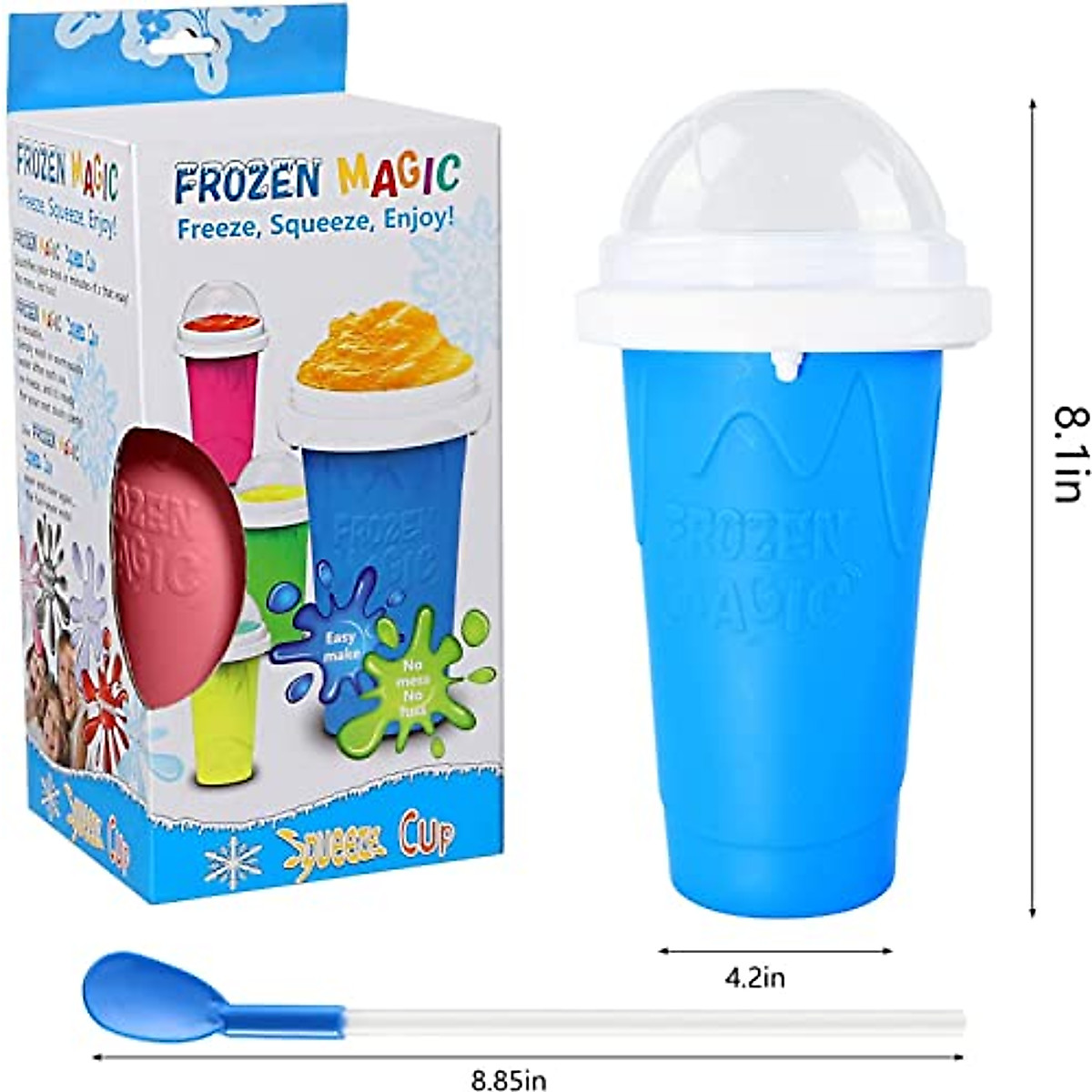 cdbz Slushy Cup Slushie Cups,Slushie Machine Slushy Maker Cup,Slushie Cup Maker Squeeze Slushy Machines,Frozen Magic Slushy Cup 2 Pack, Ice Cream Maker Cool Stuff for Juices and Drinks(Blue+Green)