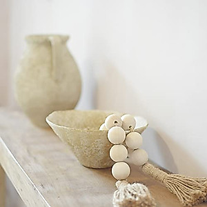 RUIRUICO Extra Large Chunky Wood Bead Garland with 1.6" Diameter Wooden Beads, 41" Long Wooden Beads Garland with Tassels, Decorative Beads for Boho, Farmhouse Decor