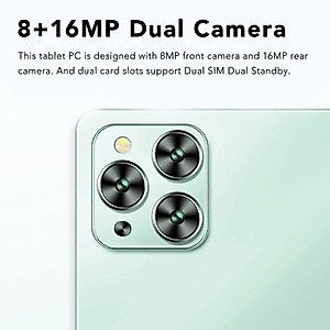 10.1 Inch Green FHD Tablet, 8GB RAM 256GB ROM, Octa Core CPU, Dual Camera, 5G WiFi, 4G LTE Tablet with BT Keyboard, 100‑240V (US Plug)