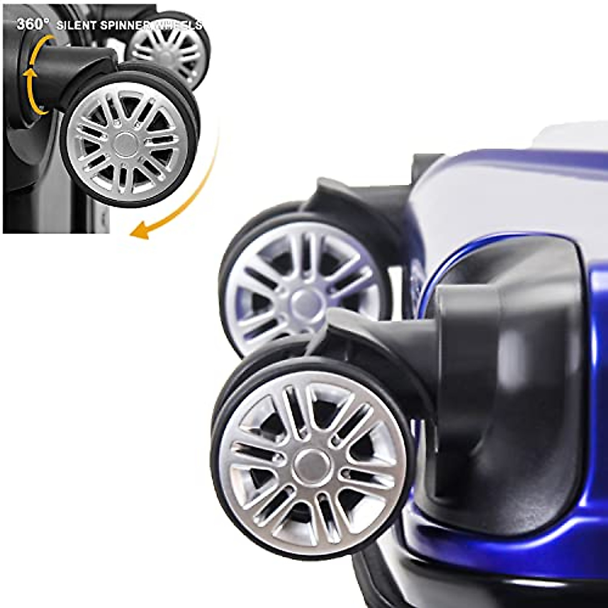 Tiktun Luggage Sets,PC+ABS Hardshell Lightweight Durable Spinner Wheels Suitcase, Blue, 3-Piece (20"/24"/28")