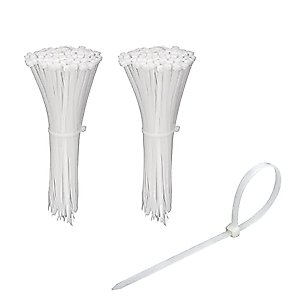 200 Pack Bulk KOOWIN Small 4 inch Nylon Plastic Cable Zip Ties Wire Wraps White