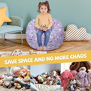 Bean Bag Chair for Kids 32'' Stuffed Animal Storage Beanbag Chairs,Toddler Toy Storage Organizer for Girls and Boys,Cover(No Filling) Only