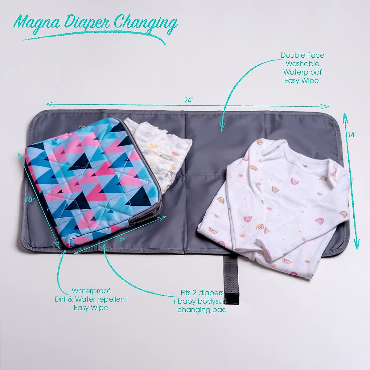 Clamera Diaper Bag Backpack – 5-in-1 Magna Travel Back Pack – Extra Large Diaper Bag with Changing Pad, Diaper Pouch, Pacifier Pouch & Stroller Hangers