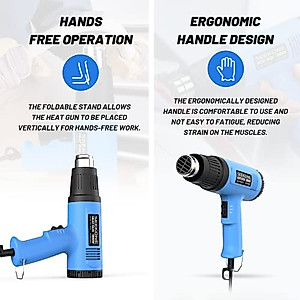 SEEKONE Heat Gun, 1800W Heavy Duty Hot Air Gun Kit with 572℉&1112℉ Dual-Temperature Settings and 4 Nozzles for Shrinking PVC,Stripping Paint, Crafts