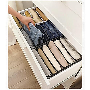 Domika 5pcs Wardrobe Clothes Organizer, Foldable Visible Closet Drawer Grid Storage Box , Portable Washable Storage Containers with Multiple Layers for Leggings, Jeans, T-shirts, Skirts (5PCS Set, White)