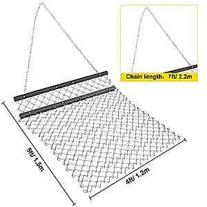 VEVOR, 4' x 5' ATV Chain, UTV Tractor Attachments Drag Mat for Landscape Leveling or Sod Prepping, Durable Harrow Rake Grader for Gravel Driveway, Farm, Garden, Field, Black