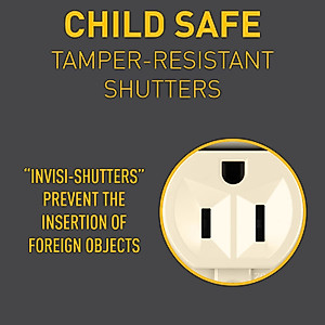 Legrand Pass & Seymour TR5262LACC12 15 Amp Tamper Resistant Construction Specification Grade Duplex Receptacle Outlet, Back and Side Wire, Light Almond (1 Count)