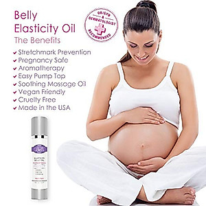 Belli Skincare Elasticity Belly Oil, Pregnancy Scar & Stretchmark protection, Vitamin E for Healthy Skin | OB/GYN & Dermatologist Recommended – 3.8 oz