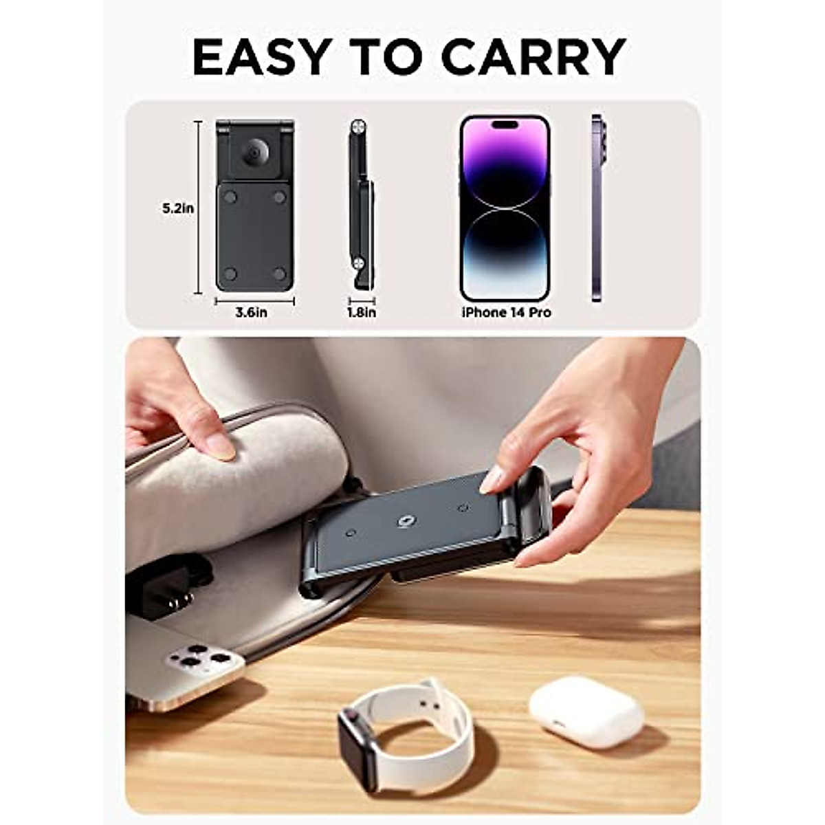 3 in 1 Wireless Charging Station, JOYROOM【Foldable & Double Coil】 Foldable Wireless Charger Compatible with iPhone15/14/13 Pro Max, Apple Watch Ultra/8/7/6/5, and Airpods Pro/2nd/3