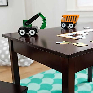 Wooden Rectangular Table & 2 Chair Set for Kids - Espresso, Gift for Ages 5-8