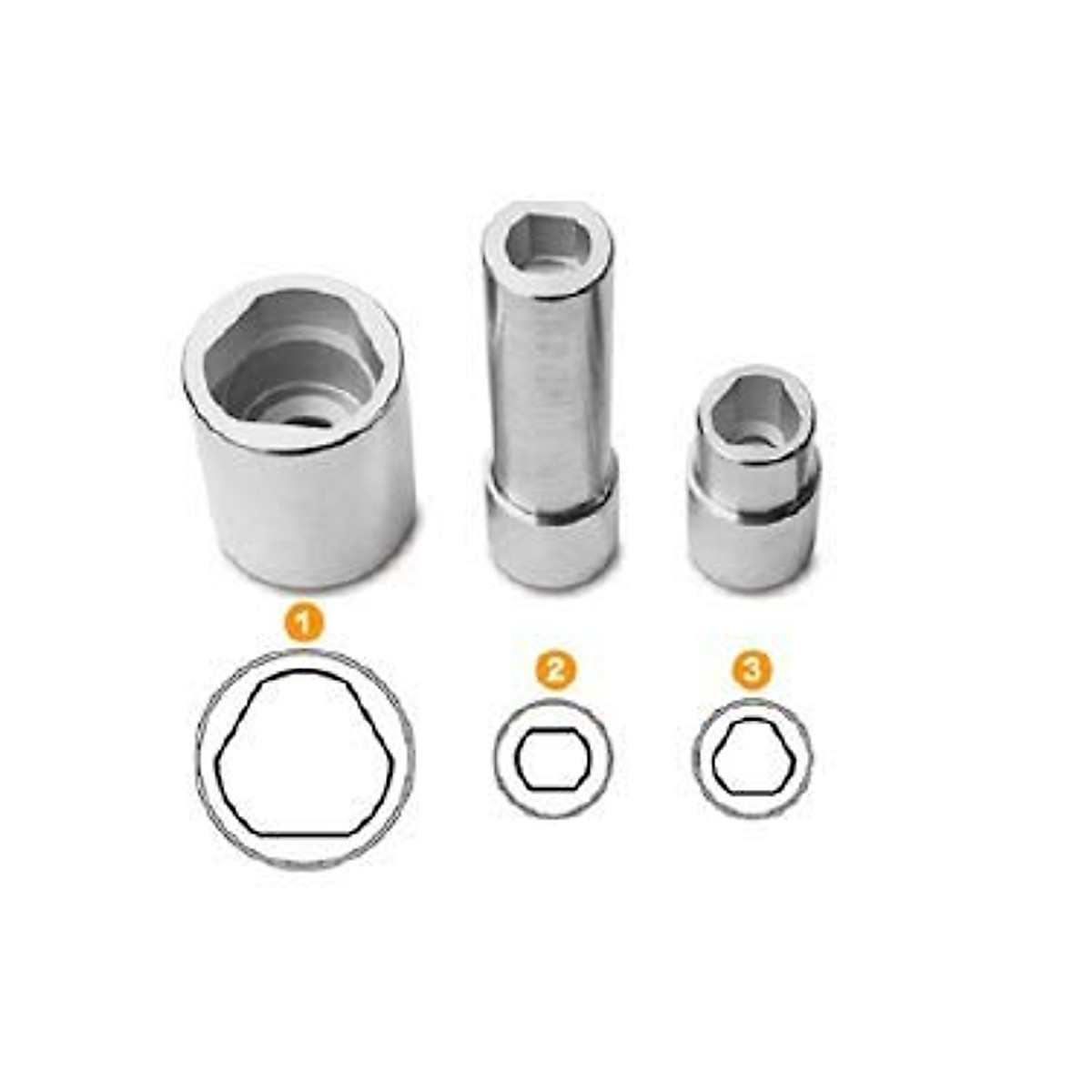 Compatible for 3PC 1/2 Triangular Multi-Toothed Socket and Tool Nuts for Bosch Fuse Board Injection Pump Diesel