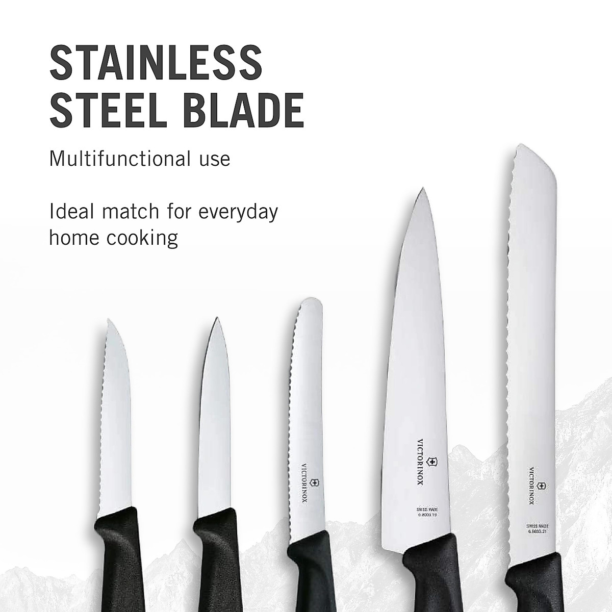 Victorinox Swiss Classic Kitchen Knife Set, 5 Pieces - Paring Knives, Utility Knife, Carving Knife and Bread Knife - Black, Multiple