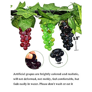 HUIANER Fake Grapes 3 Bunches of Simulation Fruit with Artificial Grape Vines Lifelike Grapr Leaves for Wedding Home Indoor Outdoors Party Garden Wall Decoration