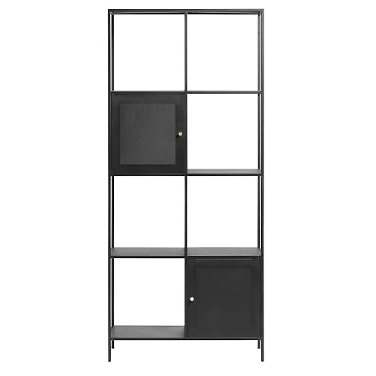 Aienid Metal Black Bookcase 70.7 H X 13.7 W X 31.2 D Black Metal 2-Door Bookcase with 2 Metal Mesh Doors and Versatile Storage Bookcase