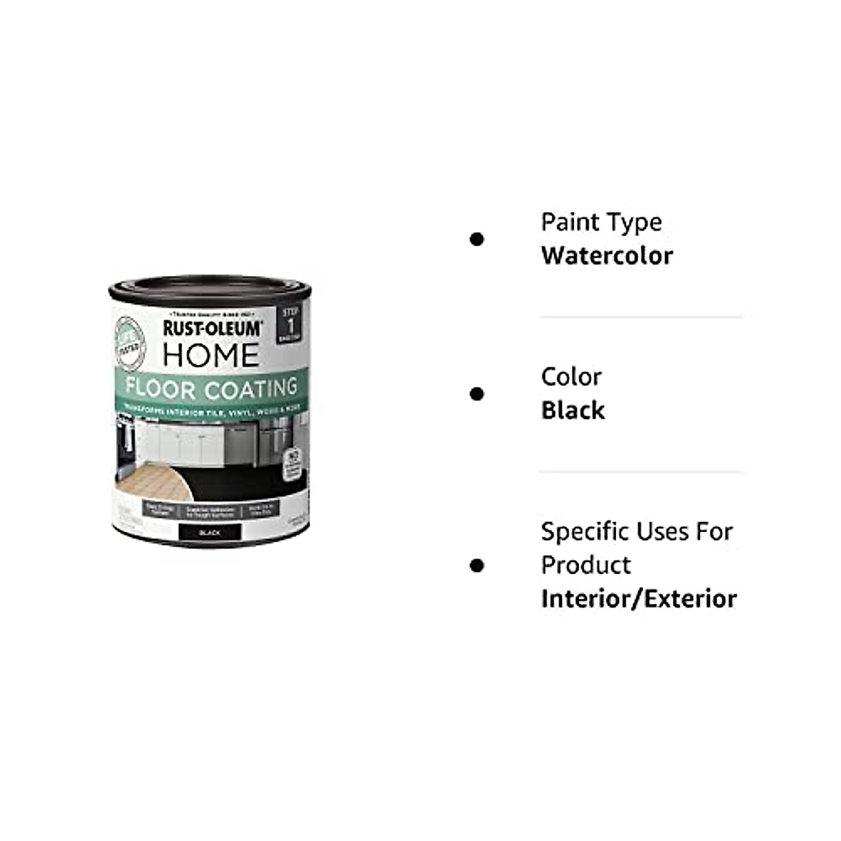 Rust-Oleum Watercolor 365930 Floor Coating Base Coat Black Quart