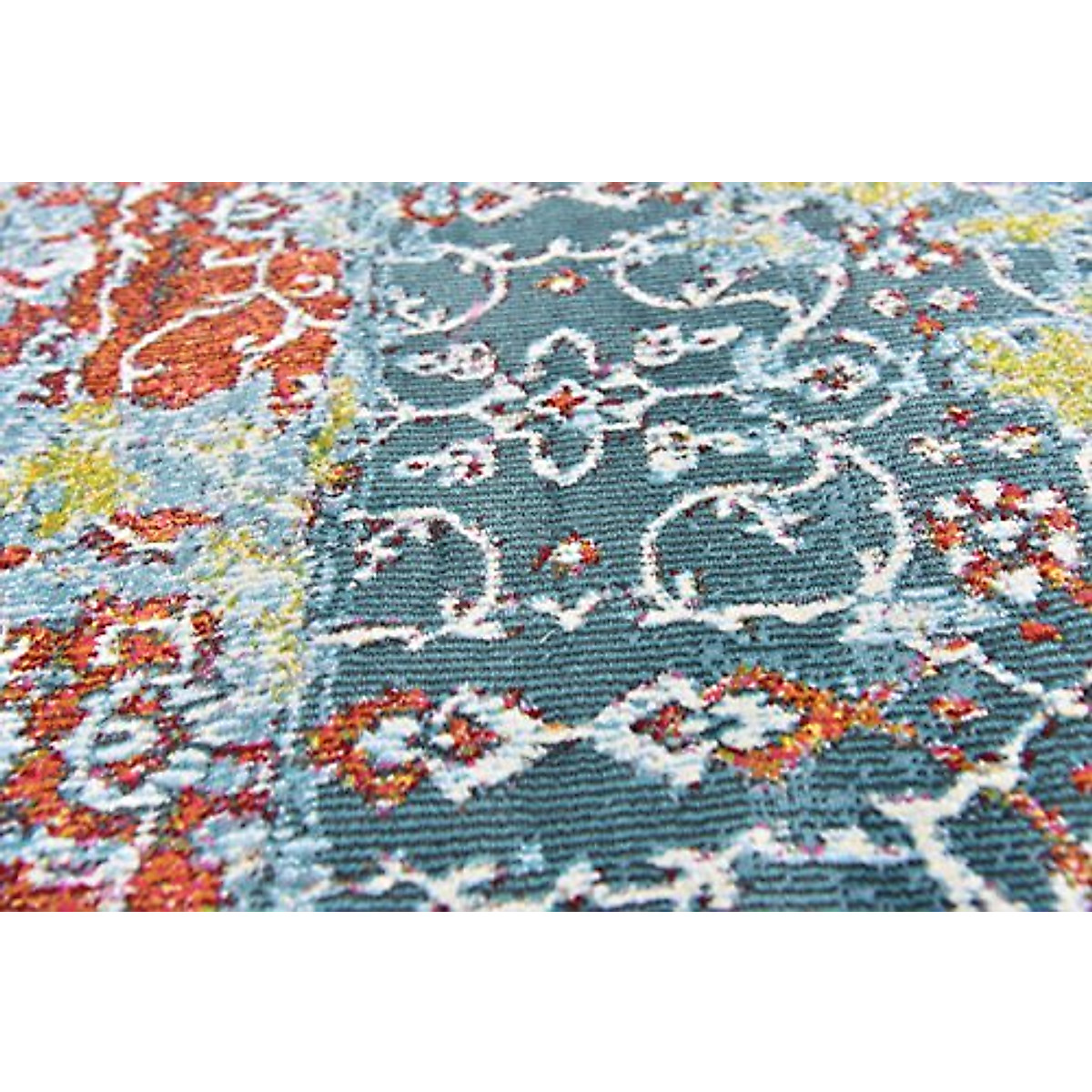 Unique Loom Baracoa Collection Area Rug-Alamar, 5' 5" x 8' Rectangle, Blue/Olive