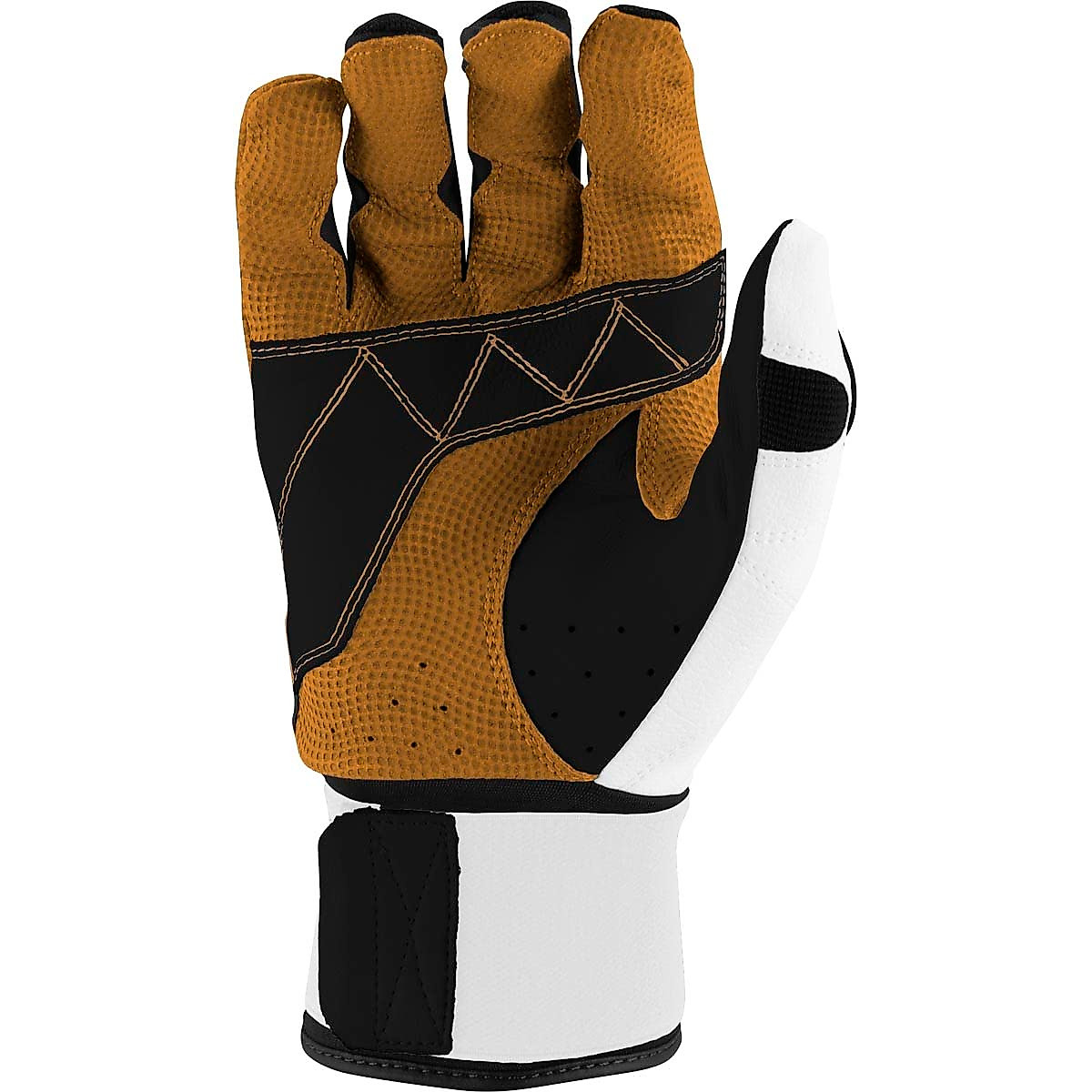 Marucci Blacksmith Full-Wrap Baseball Batting Gloves, White/Black, Adult Medium