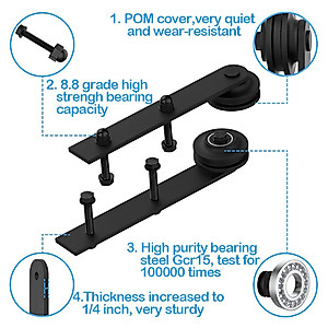 ZEKOO 5FT-16FT Bypass Barn Door Hardware Kit Double Track Low Ceiling Bracket with Metal Hanger for Double Sliding Barn Door (10FT Bypass Kit)