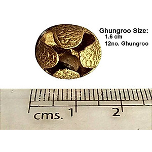 Prisha India Craft Kathak Ghungroo Pair, (25+25) (12 No. Ghungroo) Bells Tied with Cotton Cord Indian Classical Dancers Anklet Musical Instrument