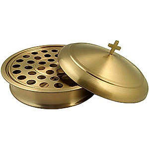 Communion Ware 2 Holy Wine Serving Trays with A Lid & 2 Stacking Bread Plates with A Lid + 80 Cups - Stainless Steel (Brass/Gold)