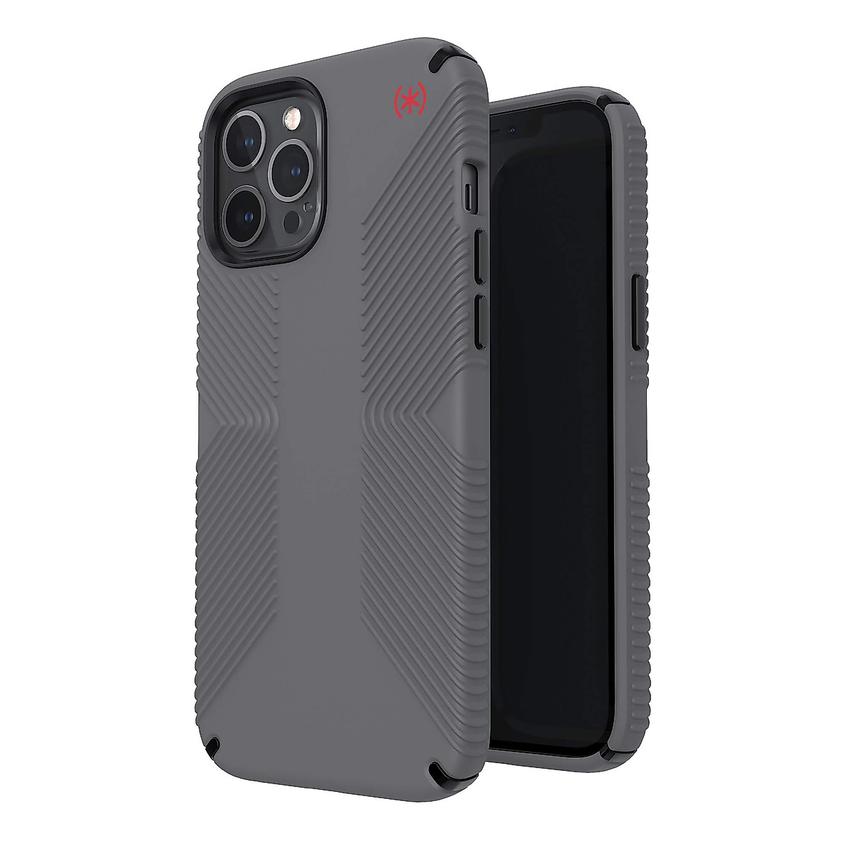 Speck Products Presidio2 Grip iPhone 12 Pro Max Case, Graphite Grey/Graphite Grey/Bold Red