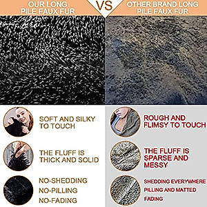 YUSOKI Black Faux Fur Throw Blanket,2 Layers,50" x 60", Soft Fuzzy Fluffy Plush Furry Comfy Warm Cozy Blanket for Couch Bed Chair Sofa Bedroom Mens Gift