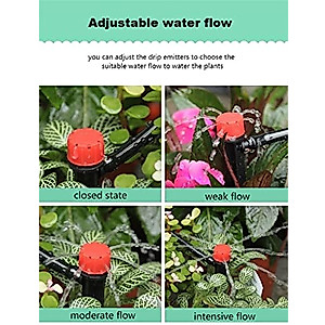 La Farah 50pcs Drip Irrigation Emitters for 1/4" Irrigation Tubing,Adjustable 360 Degree Irrigation Dripper with 1/4" Barbed Coupling Fittings,Garden Drip Emitters for (4-7mm) Watering System Kit