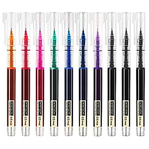 WRITECH Rolling Ball Pens Quick Dry Ink 0.5 mm Extra Fine Point Pens 10 Pcs Liquid Ink Pen Rollerball Pens Multicolor Ink (Multicolor)
