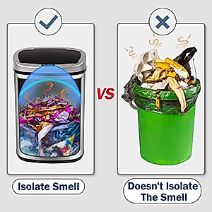 Trash Can 13 Gallon Automatic Kitchen Garbage Can Touch Free Stainless Steel Kitchen Trash Can with Lid, 50L High Capacity Electronic Touchless Sensor Trash Bin Garbage Bin Waste Bin, Silver