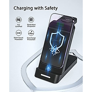 Charging Station for Multiple Devices Apple, 3 in 1 Fast Wireless Charger Dock Stand for iPhone 14 Pro Max/13/12/11/X/8 Plus, Apple Watch Series Ultra/8/7/6/SE/5/4/3/2 and Airpods with Adapter
