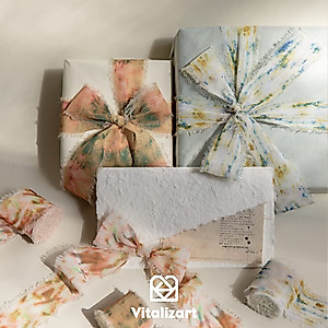 Vitalizart Orange Chiffon Ribbon Silk Like 1 1/2 Inch Printed Frayed Ribbon for Gift Wrapping Wedding Invitations Flower Bouquets Bridal Shower 21 Yard