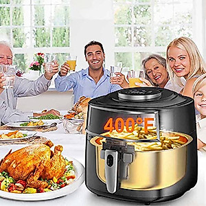 MAISON HUIS 8QT Latest Model Air Fryer with Detachable Propeller Shaft & Viewing Window, LED Digital Touch Screen Adjustable Temperature Control with 7 Presets Functions, 1700W