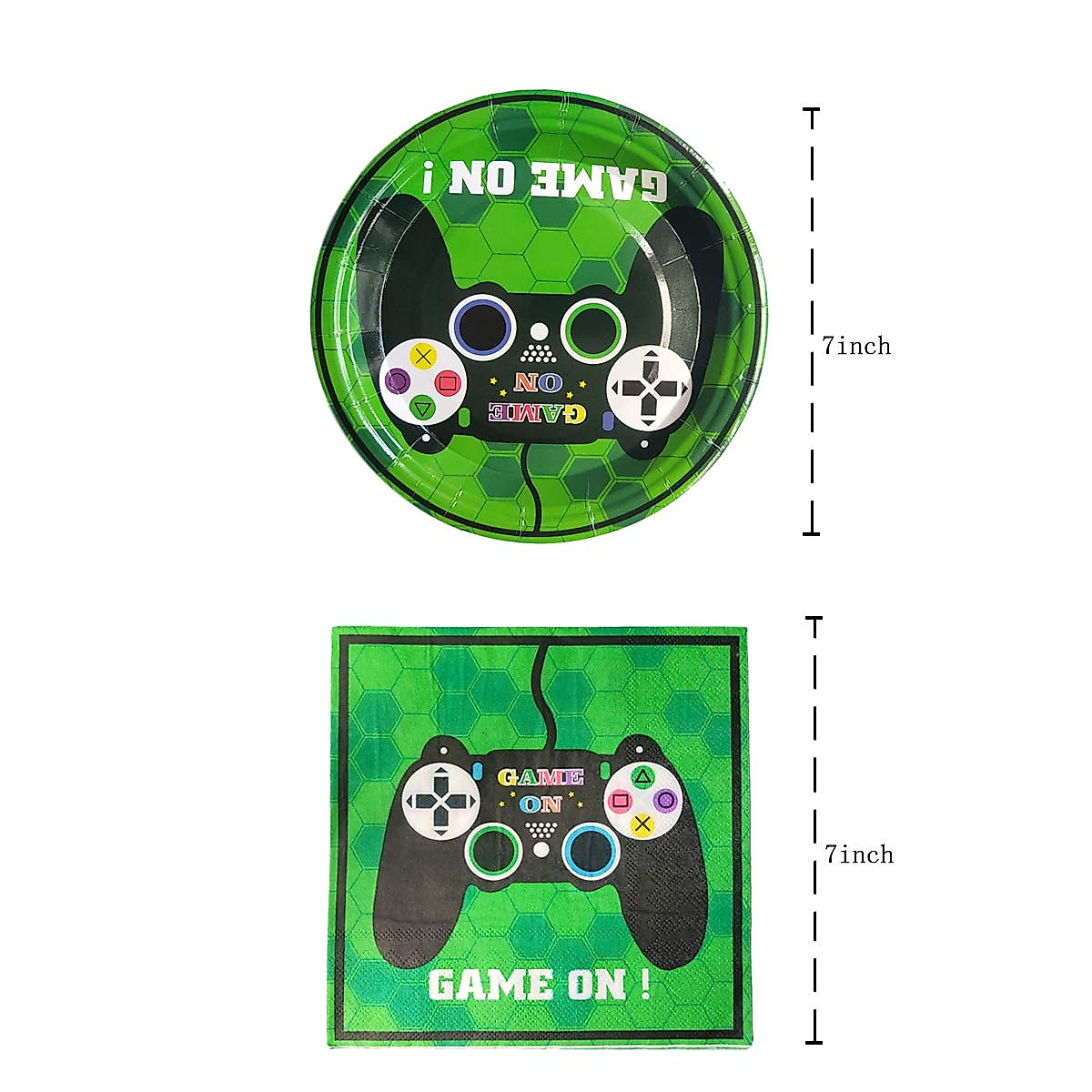 Video Games Party Tableware Supplies Set Including 20 pcs Plates, Table Cover and 20 pcs Napkins, Video Games Theme Party Baby Shower Birthday Decorations