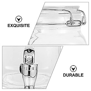 Hemoton Glass Dispenser Jar Beverage Dispenser Glass Jar with Tap Party Drink Dispenser Juice Dispenser Mason Jar with Spigot Glass Jar with Faucet