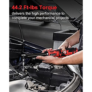 AVID POWER 3/8" Extended Cordless Electric Ratchet Wrench, 60N.m(44.2 Ft-lbs) 12V Power Ratchet Wrench Kit, Variable Speed Trigger, 10 Sockets & 2.0Ah Li-Ion Battery
