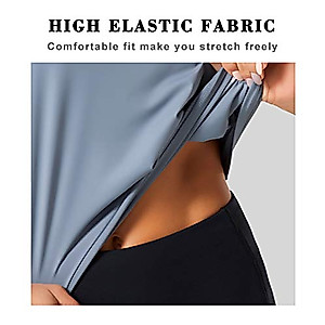 Dragon Fit Women Sleeveless Yoga Tops Workout Cool T-Shirt Running Short Tank Crop Tops (Blue, Medium)